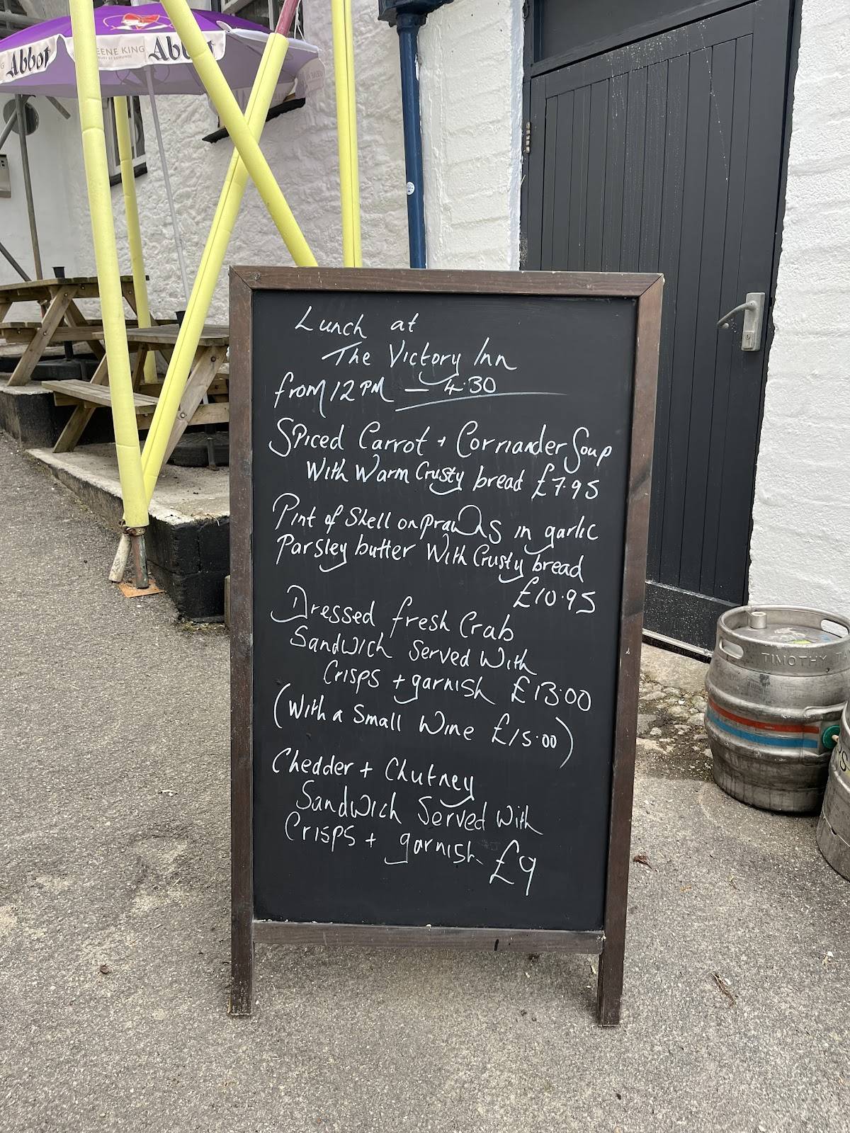Menu at The Victory Inn pub & bar, Saint Mawes, Victory Hill