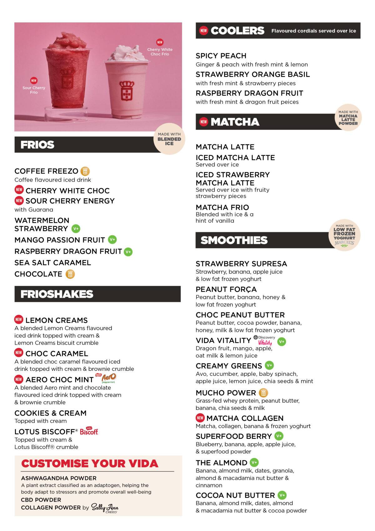 Menu au Vida e Caffé Drive Thru Potchefstroom, Potchefstroom