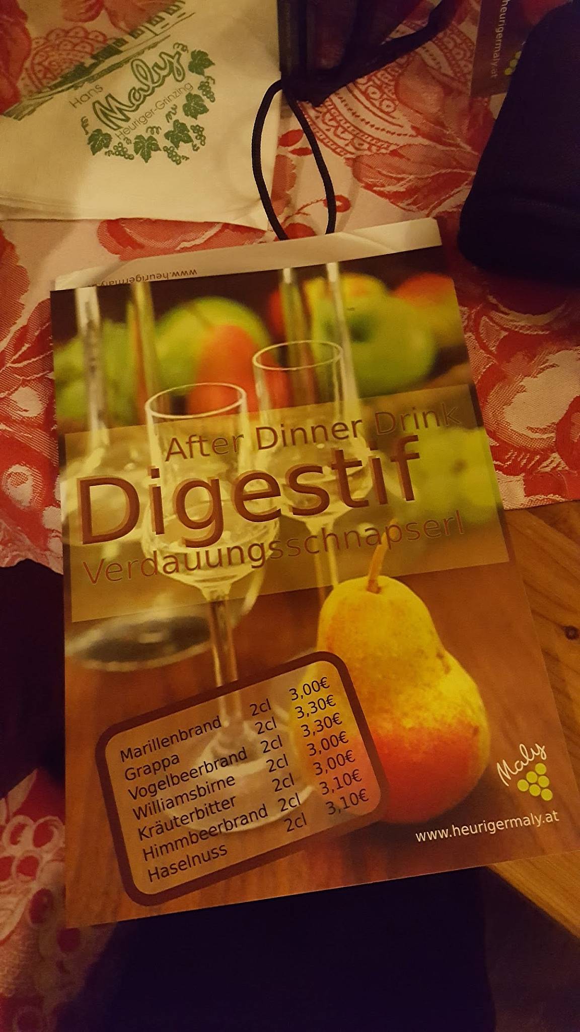 Speisekarte von Heuriger Maly pub & Bar, Wien