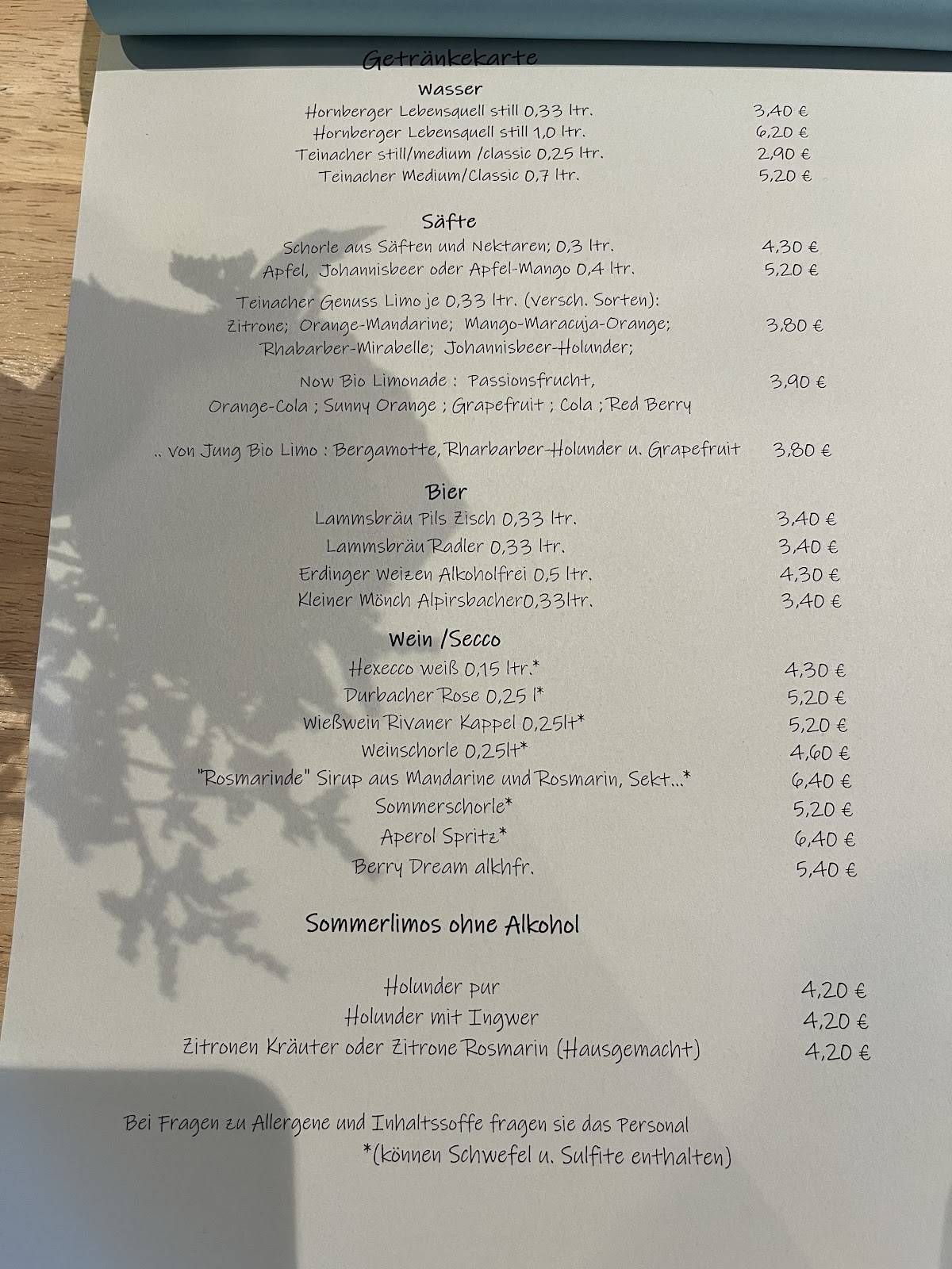 Speisekarte von Villa Cafe, Achern