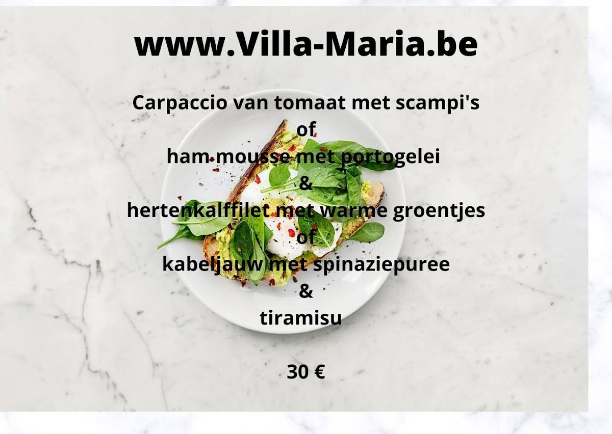 Menu at Villa Maria, Aalter