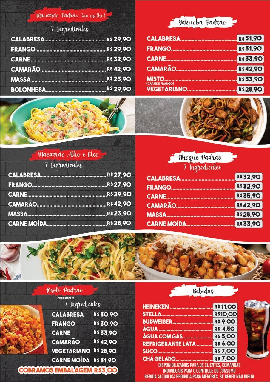 Menu em Villa das Massas restaurante, Brasília