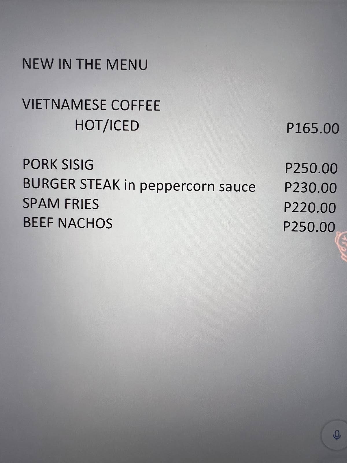 Menu at Vinyl Cafe Palawan, Puerto Princesa