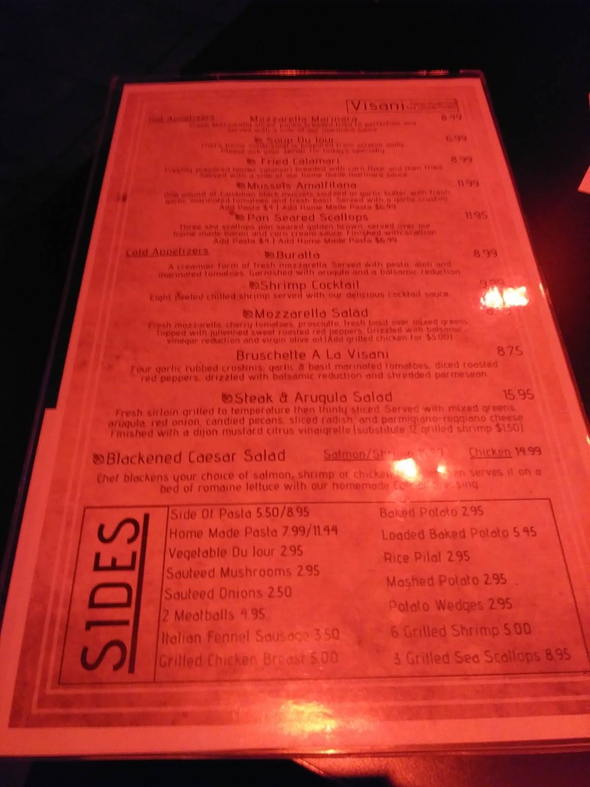 Menu at Visani Italian Steakhouse and Comedy Theater, Port Charlotte