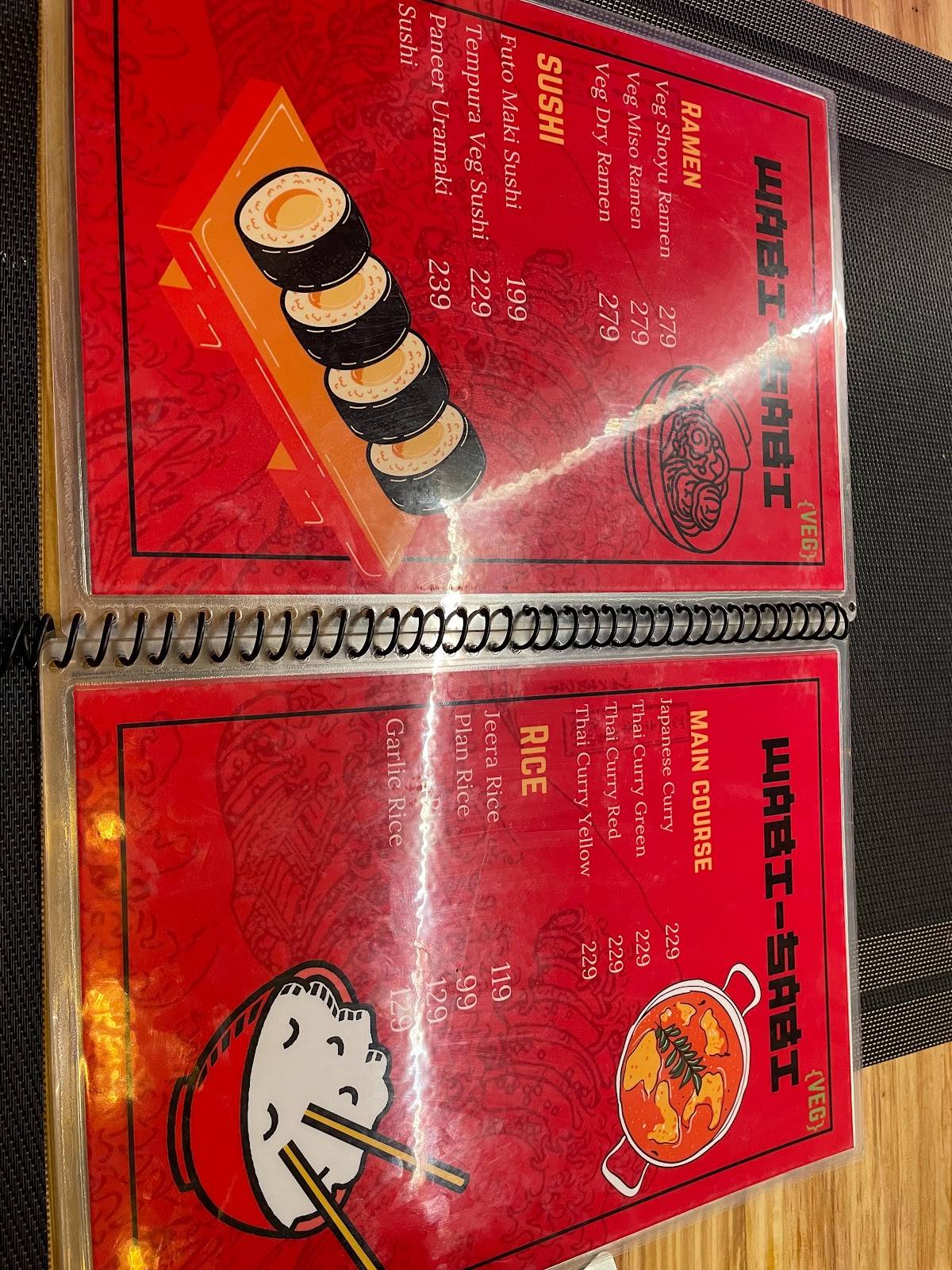 Menu at WABI-SABI, Bhilai