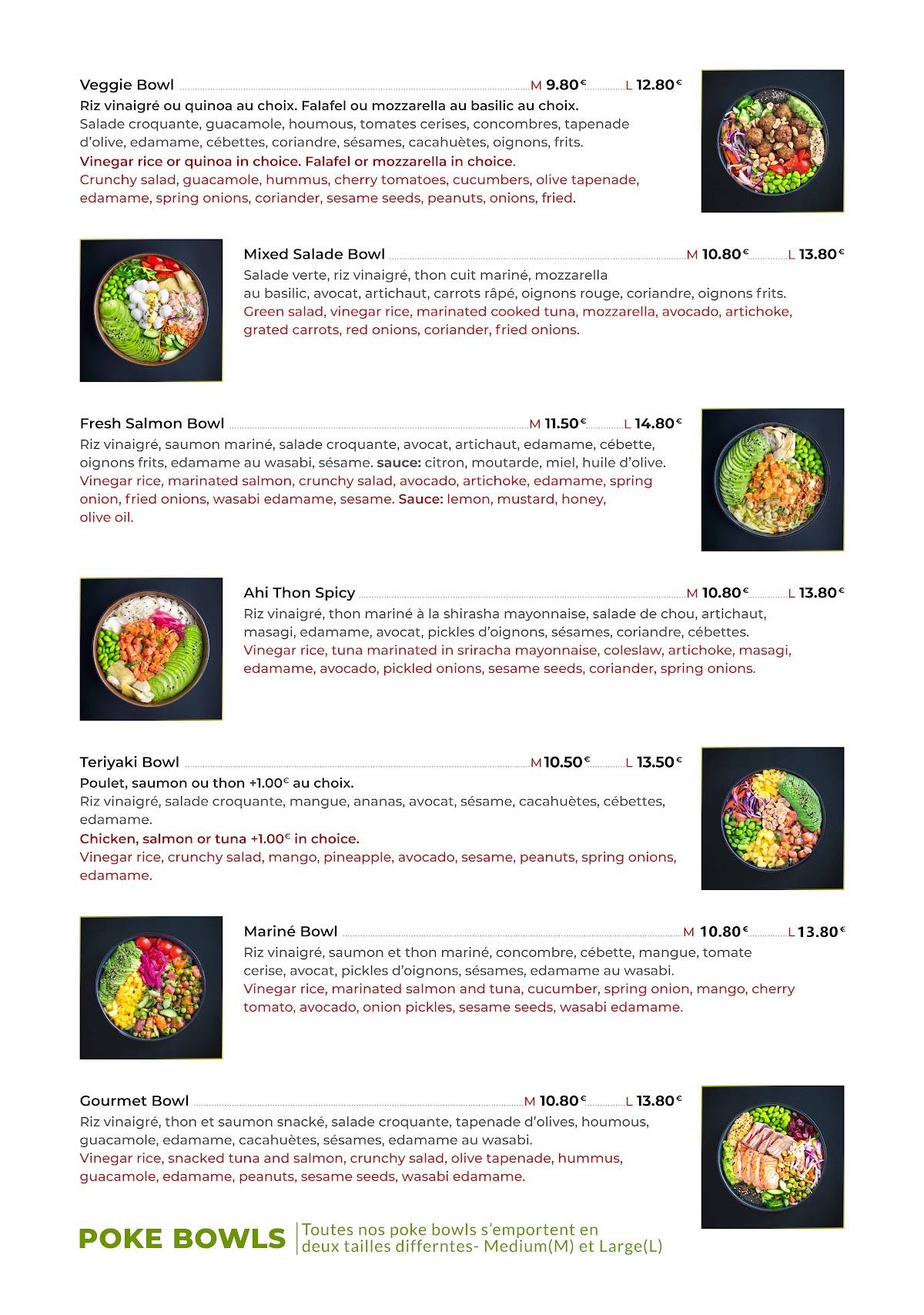 Menu au WOK & POKE BOWL (Thai & Hawaii) restaurant, Strasbourg