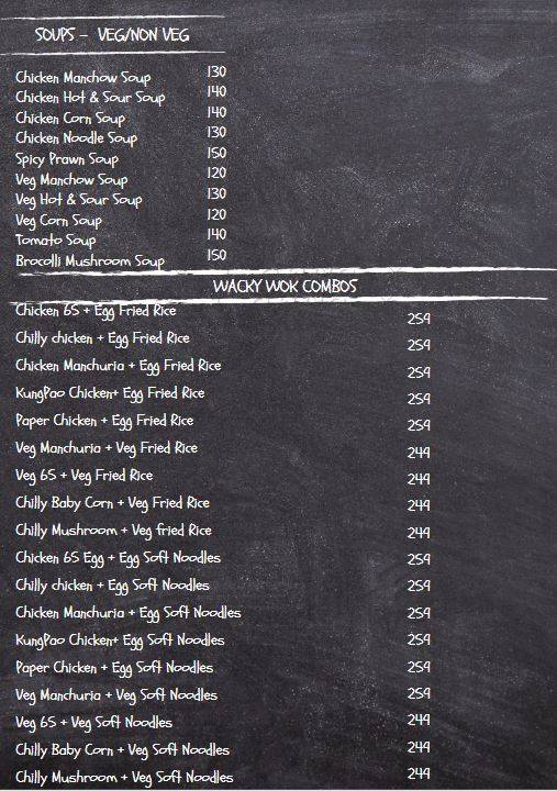 Menu at Wacky Wok, Hyderabad