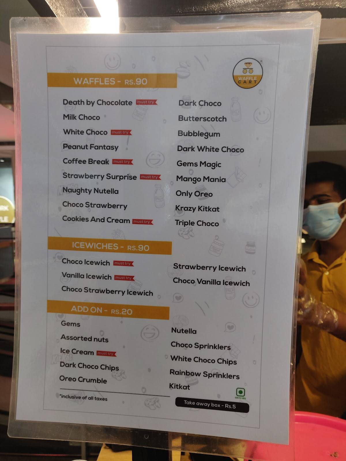 Menu at Waffle Cart, Coimbatore, GF-K05A