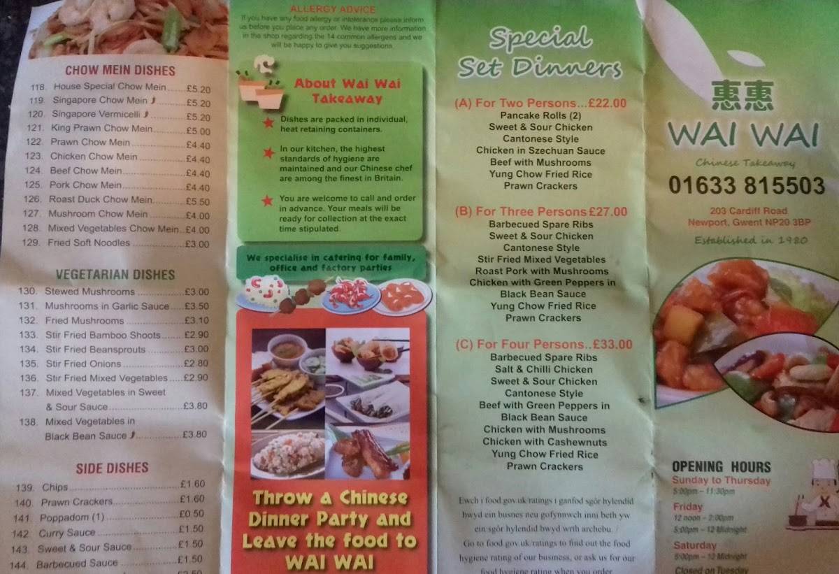 Menu at Wai Wai fast food, Newport