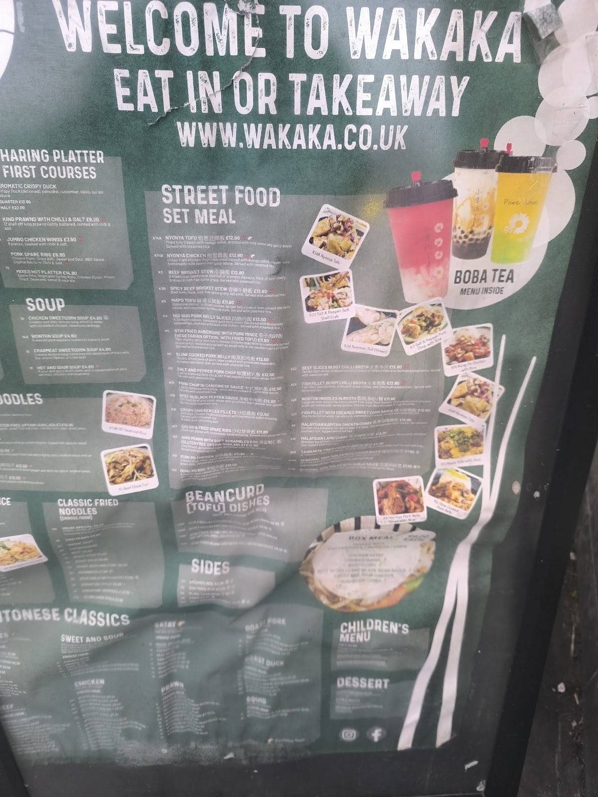 Menu at Wakaka Street Food restaurant, Shrewsbury
