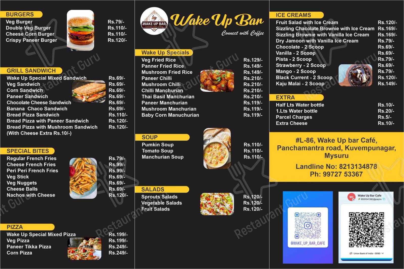 Menu at Wake Up Bar Cafe (connect with coffee), Mysuru