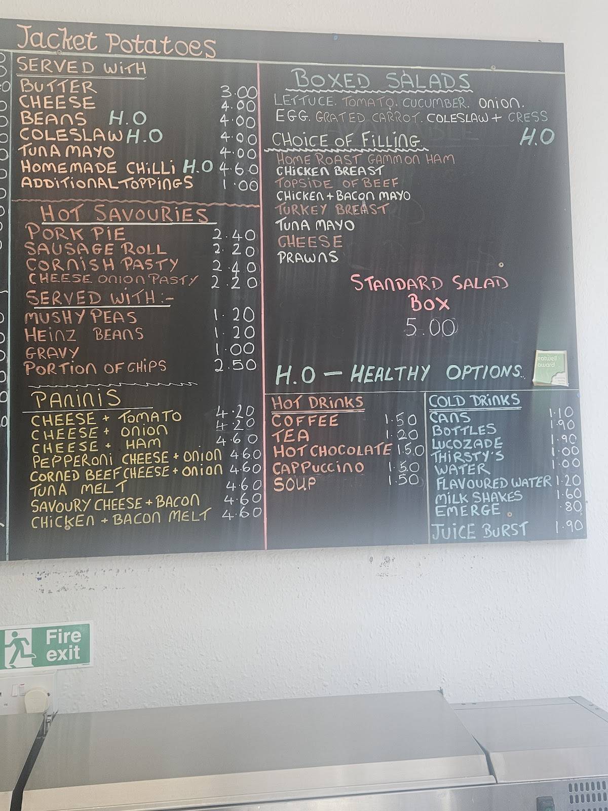 Menu at Crumbs cafe, Wakefield