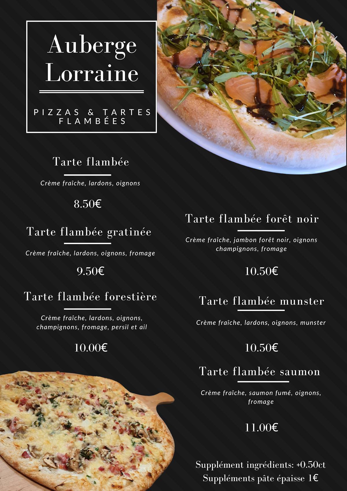 Menu at Auberge Lorraine restaurant, Waldhouse