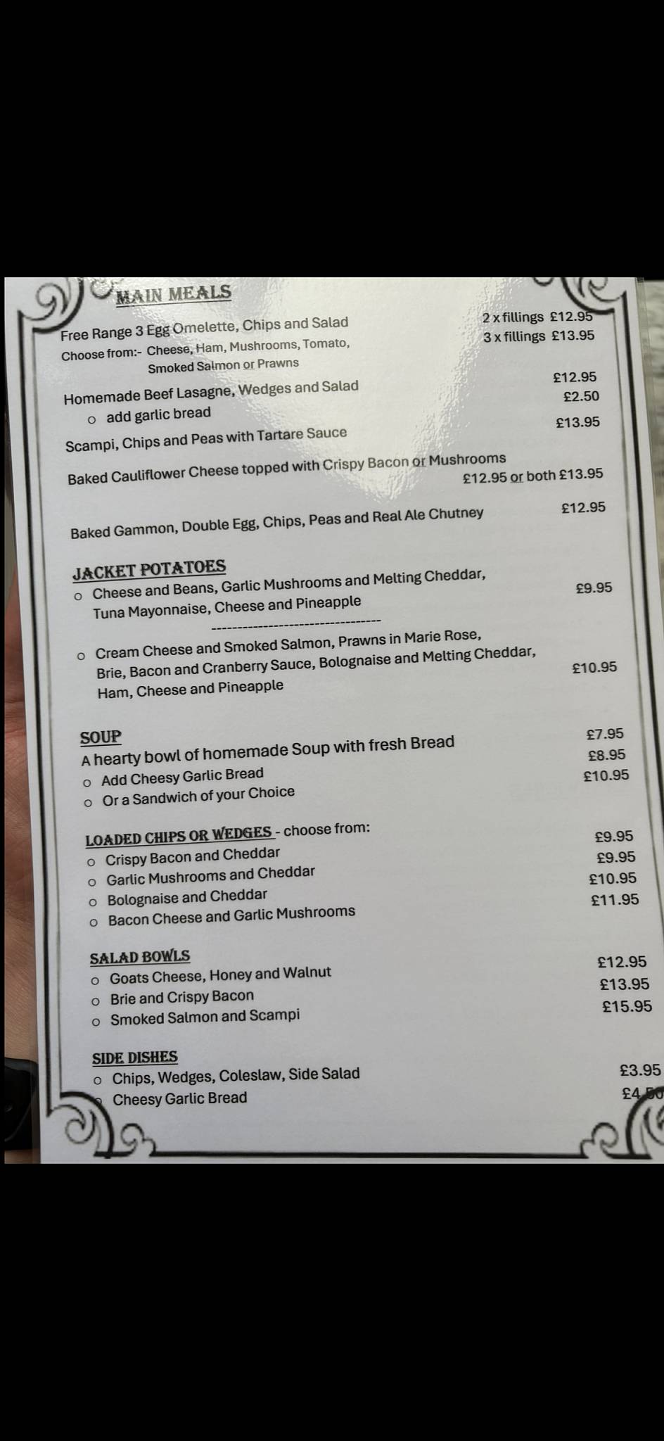 Menu at Walnut Grove cafe, Dorchester
