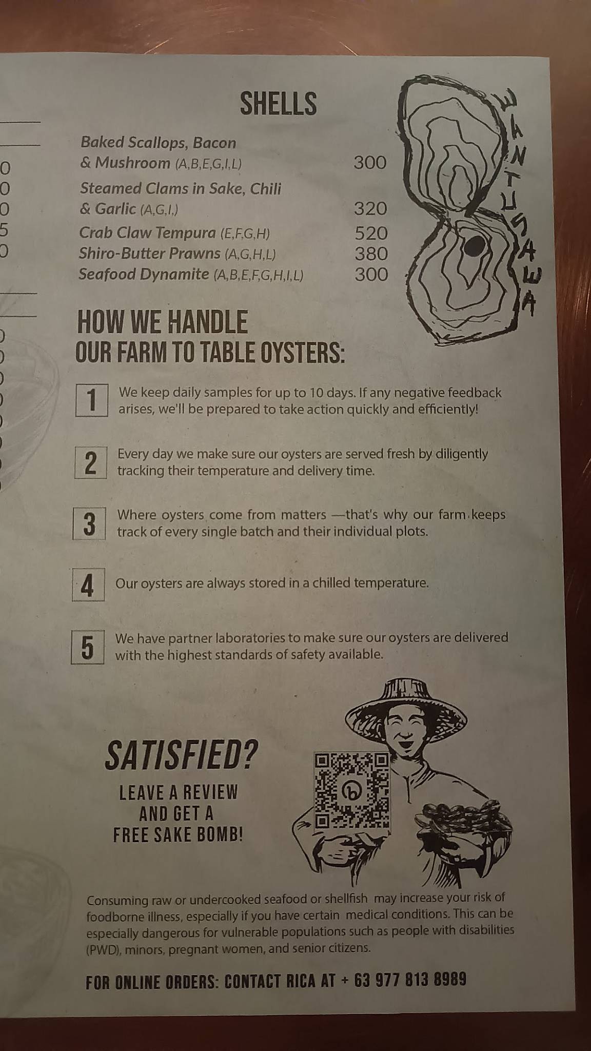 Menu at Wantusawa restaurant, Makati