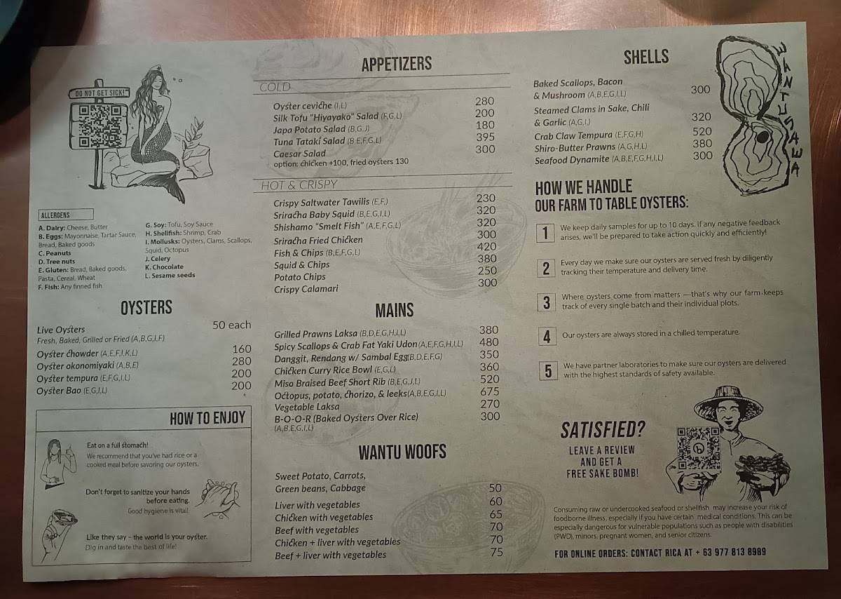 Menu at Wantusawa restaurant, Makati