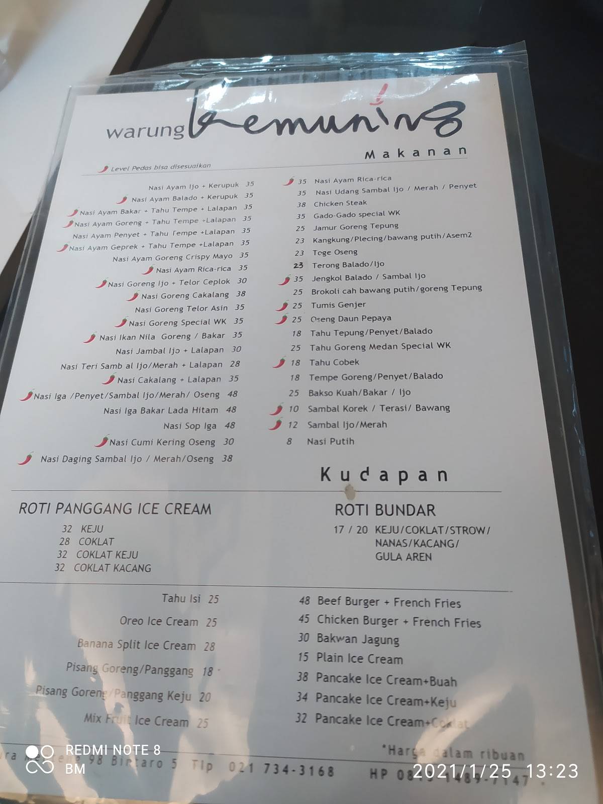Carta del restaurante Warung Kemuning, Tangerang del Sur, Jl. Gapura ...