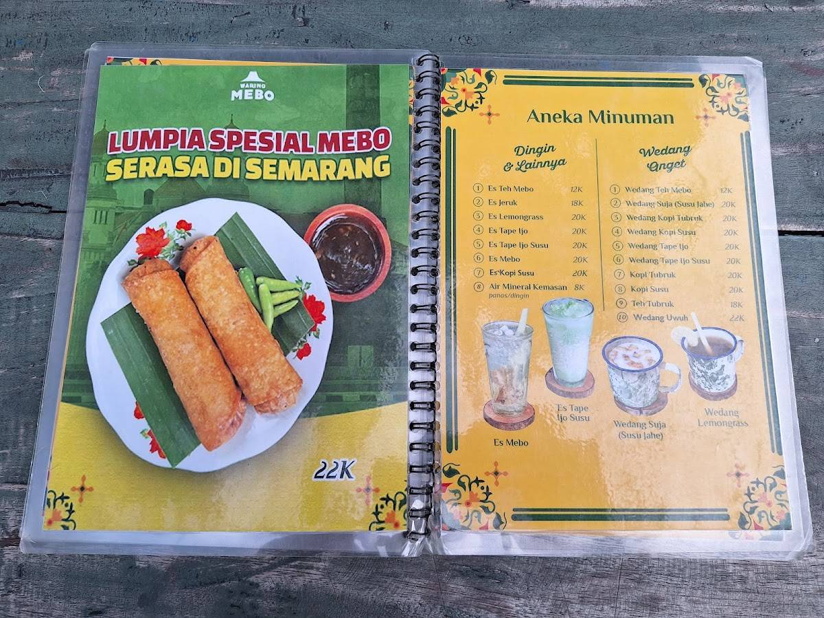 Menu at Warung Mebo restaurant, South Jakarta