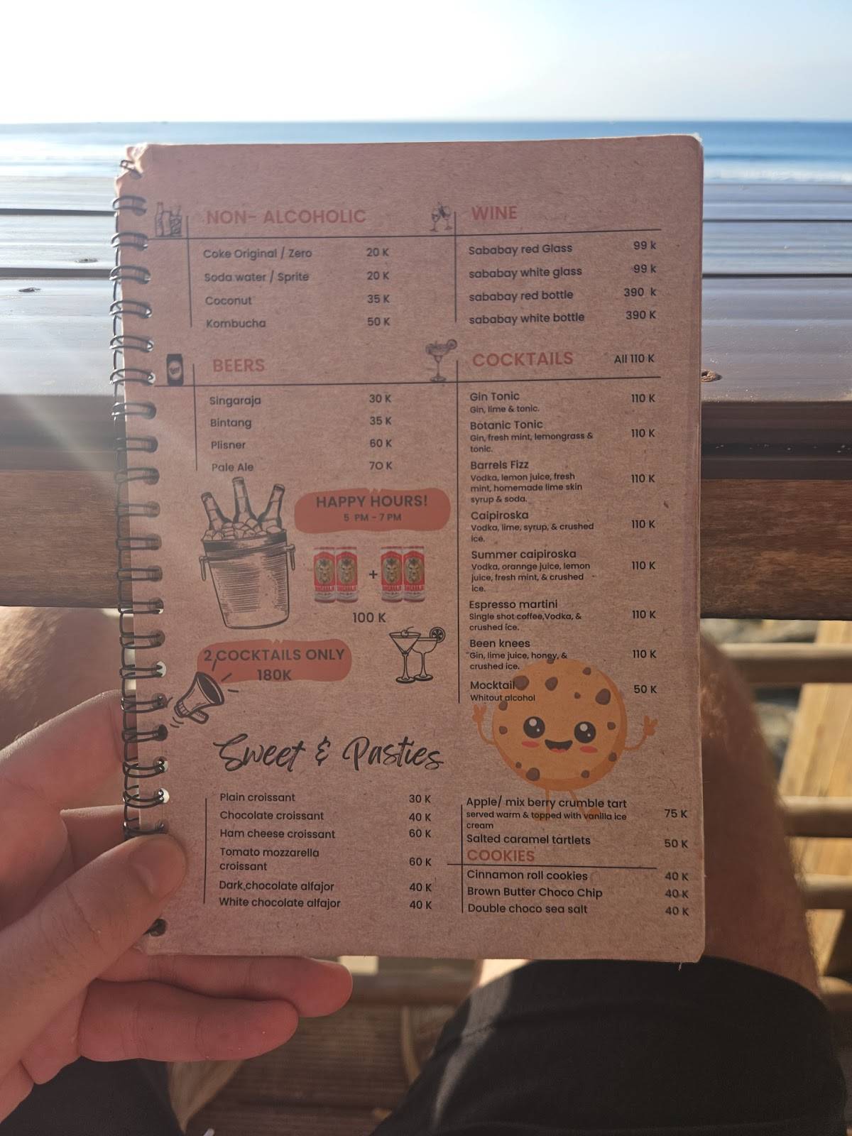 Menu at Warung Tuti Cafe, Jimbaran