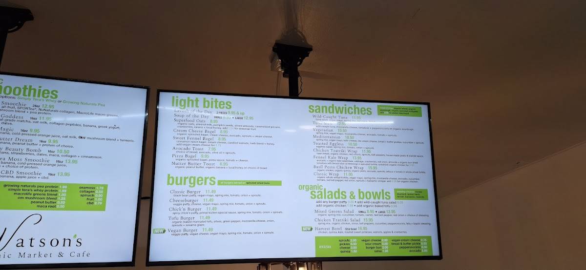 Menu at Watson's Veggie Garden cafe, Visalia