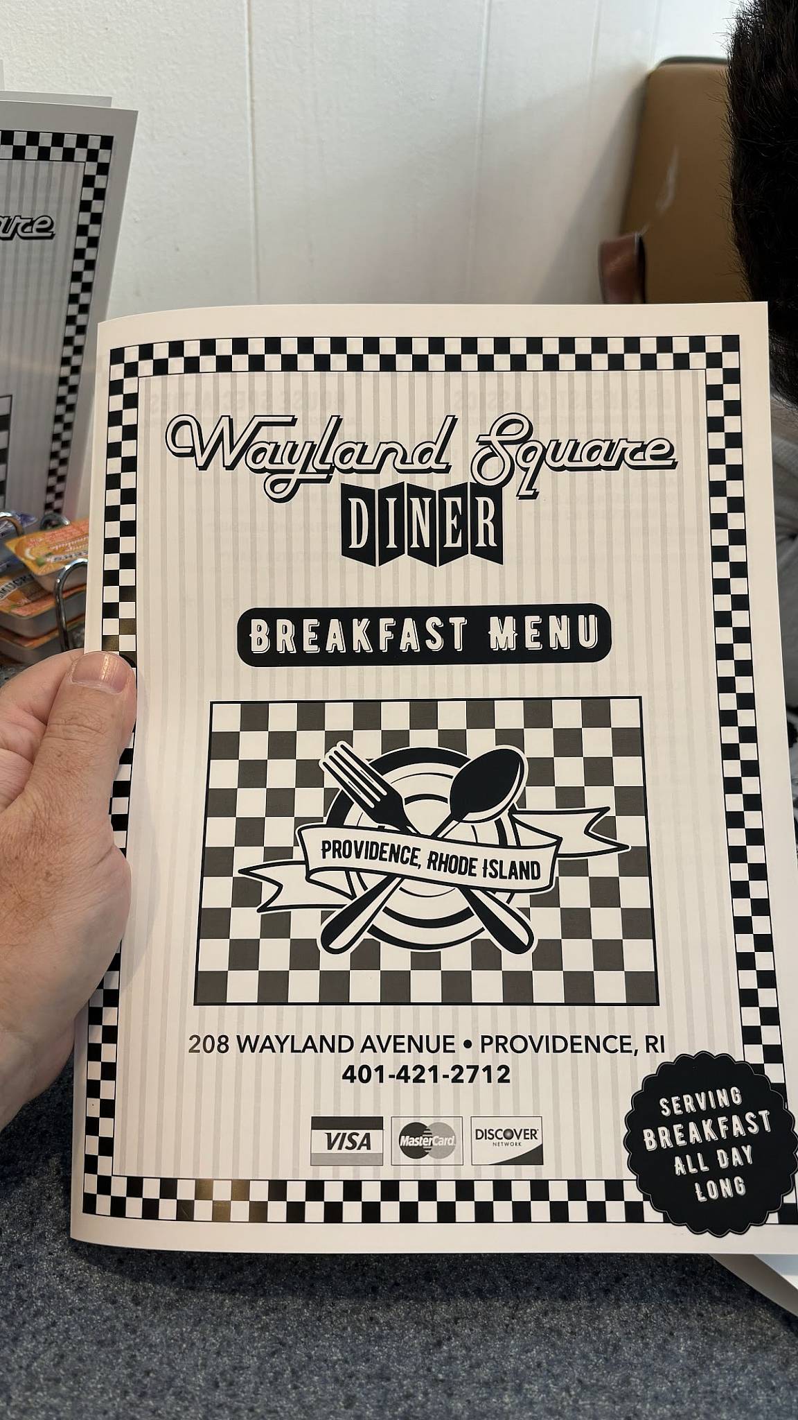 Menu at Wayland Square Diner restaurant, Providence