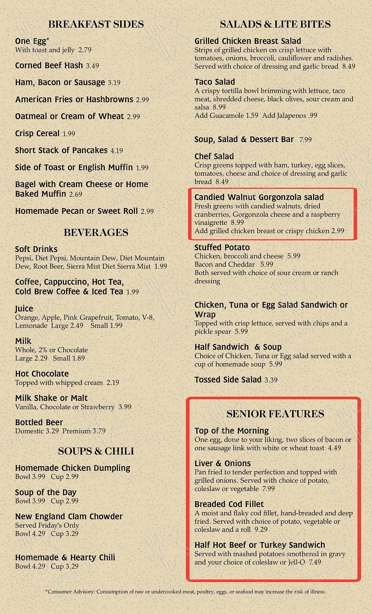 Menu at River City Diner & Smokehouse restaurant, Oconto