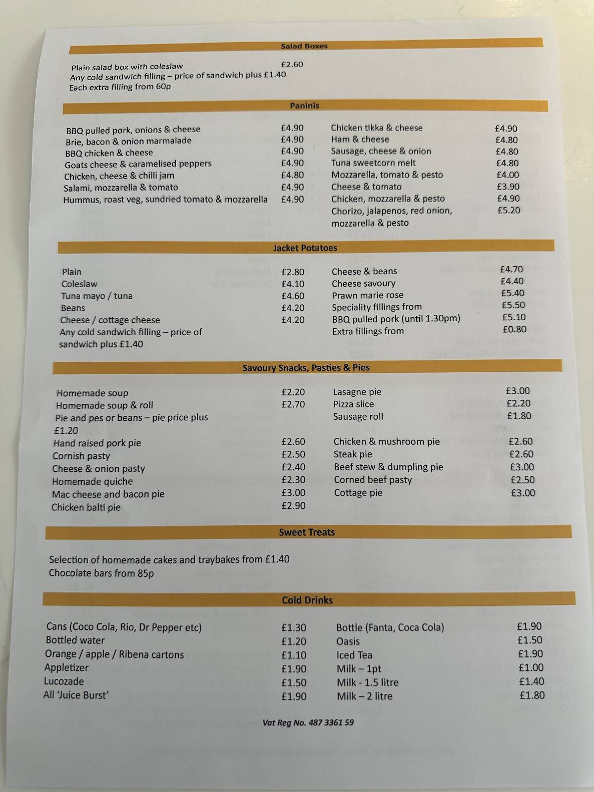 Menu at Wedges Harrogate fast food, Harrogate