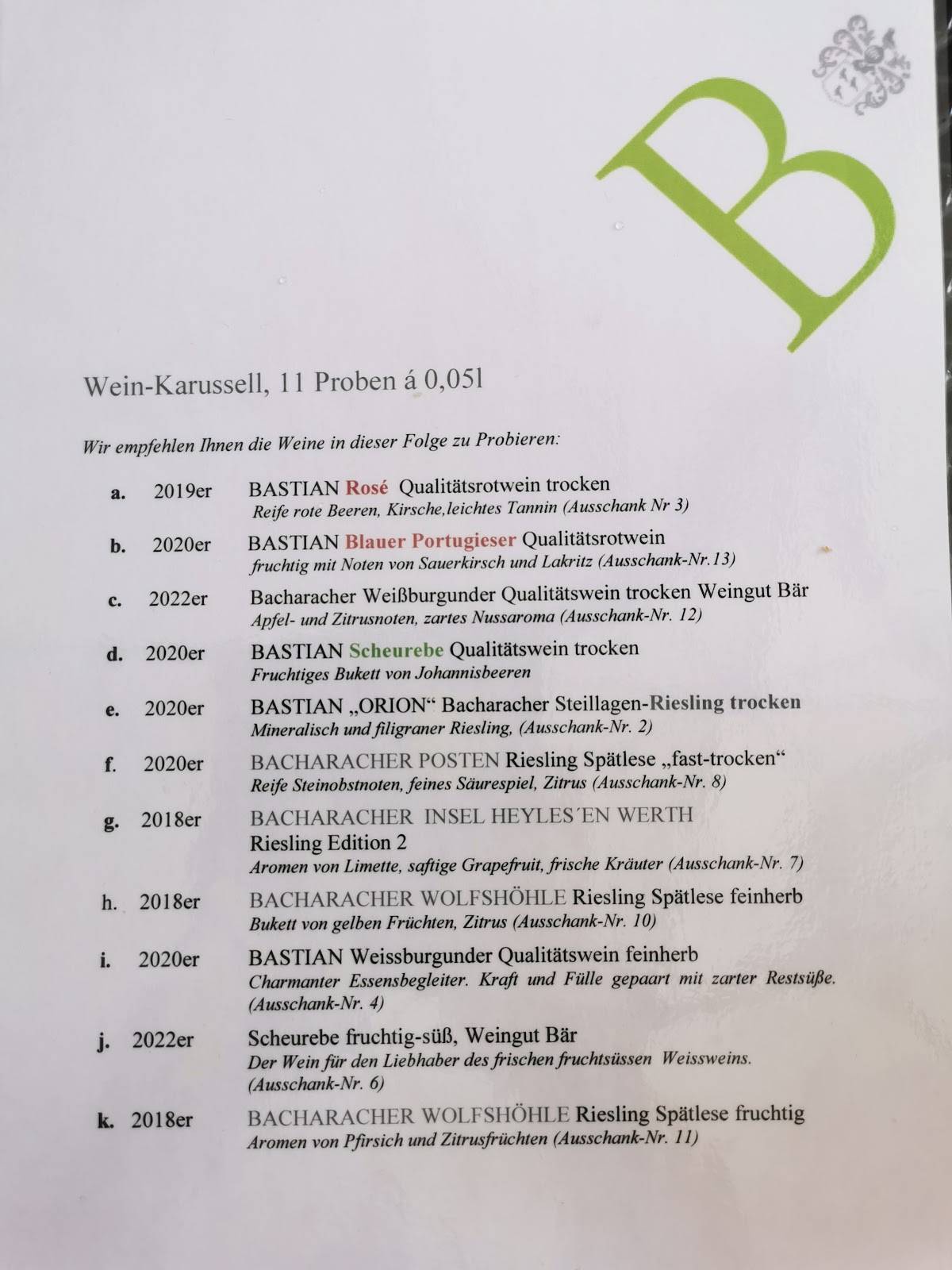 Speisekarte von Weinstube,,Zum Grünen Baum” pub & Bar, Bacharach