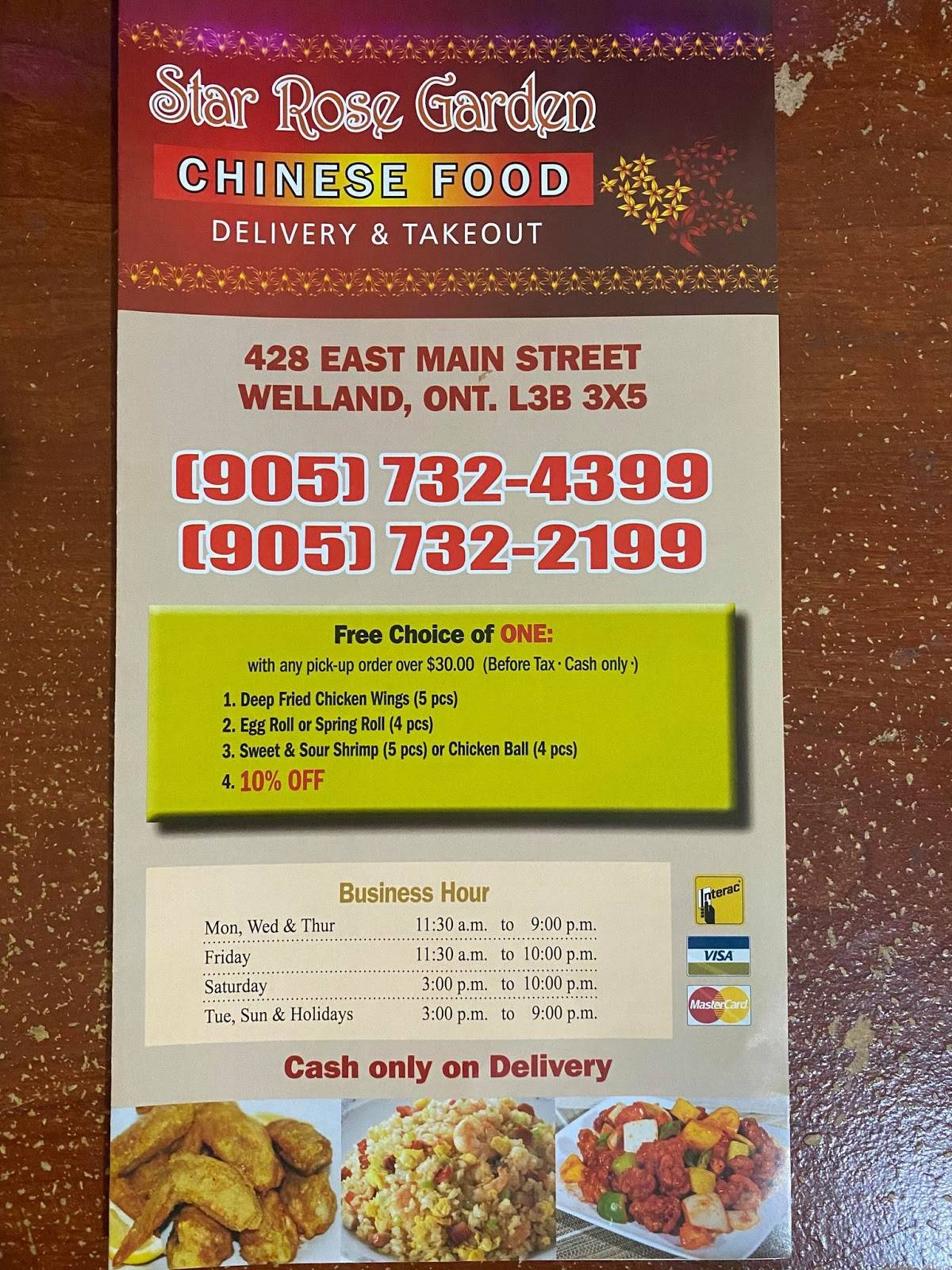 Menu at Star Rose Garden Restaurant, Welland