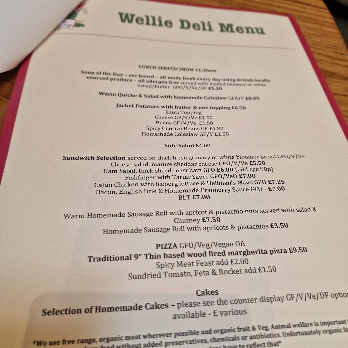 Menu at Wellie-Deli restaurant, Coalville