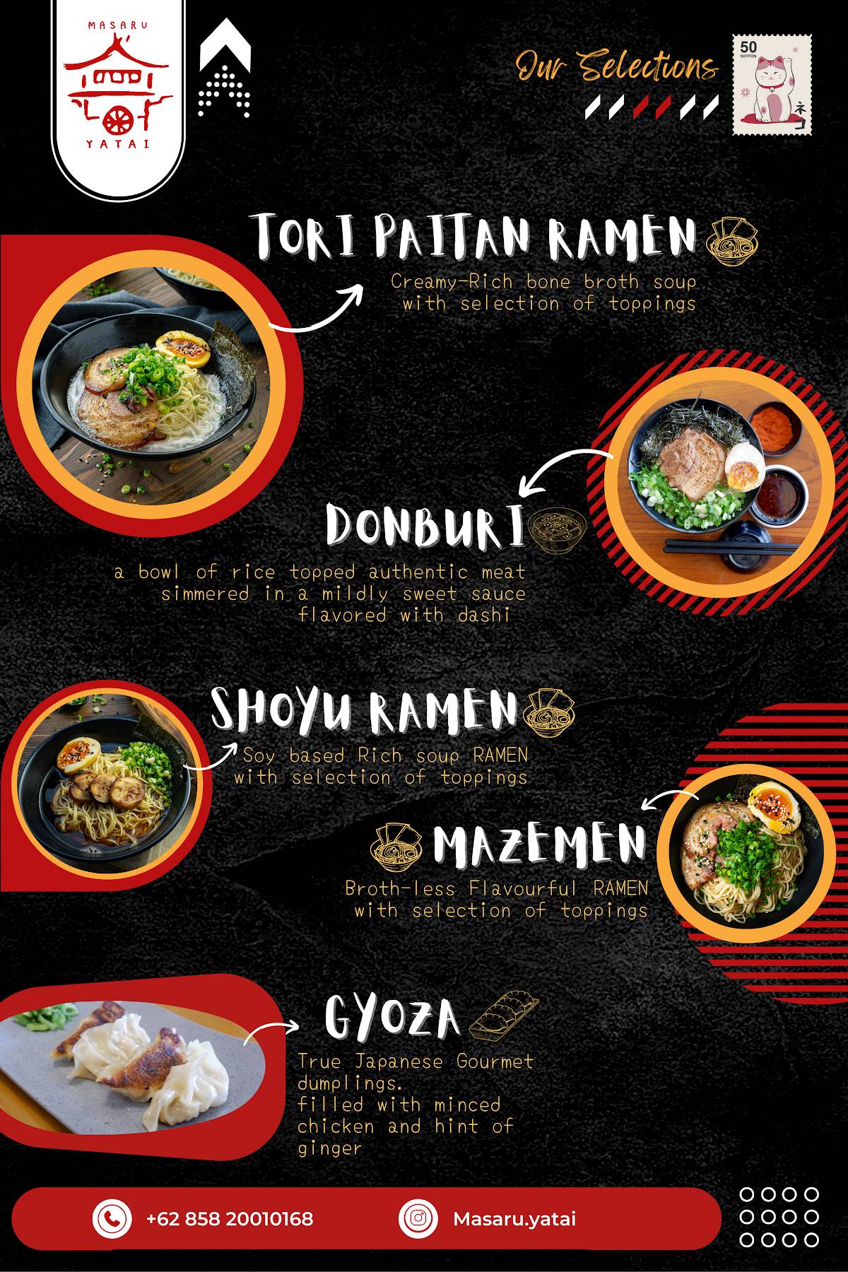 Carta del restaurante Masaru Yatai, West Jakarta