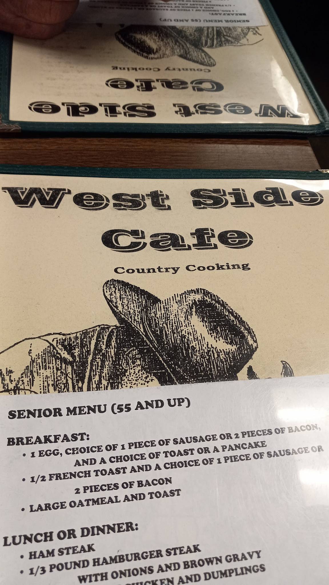 Menu at West Side Cafe, Fort Worth