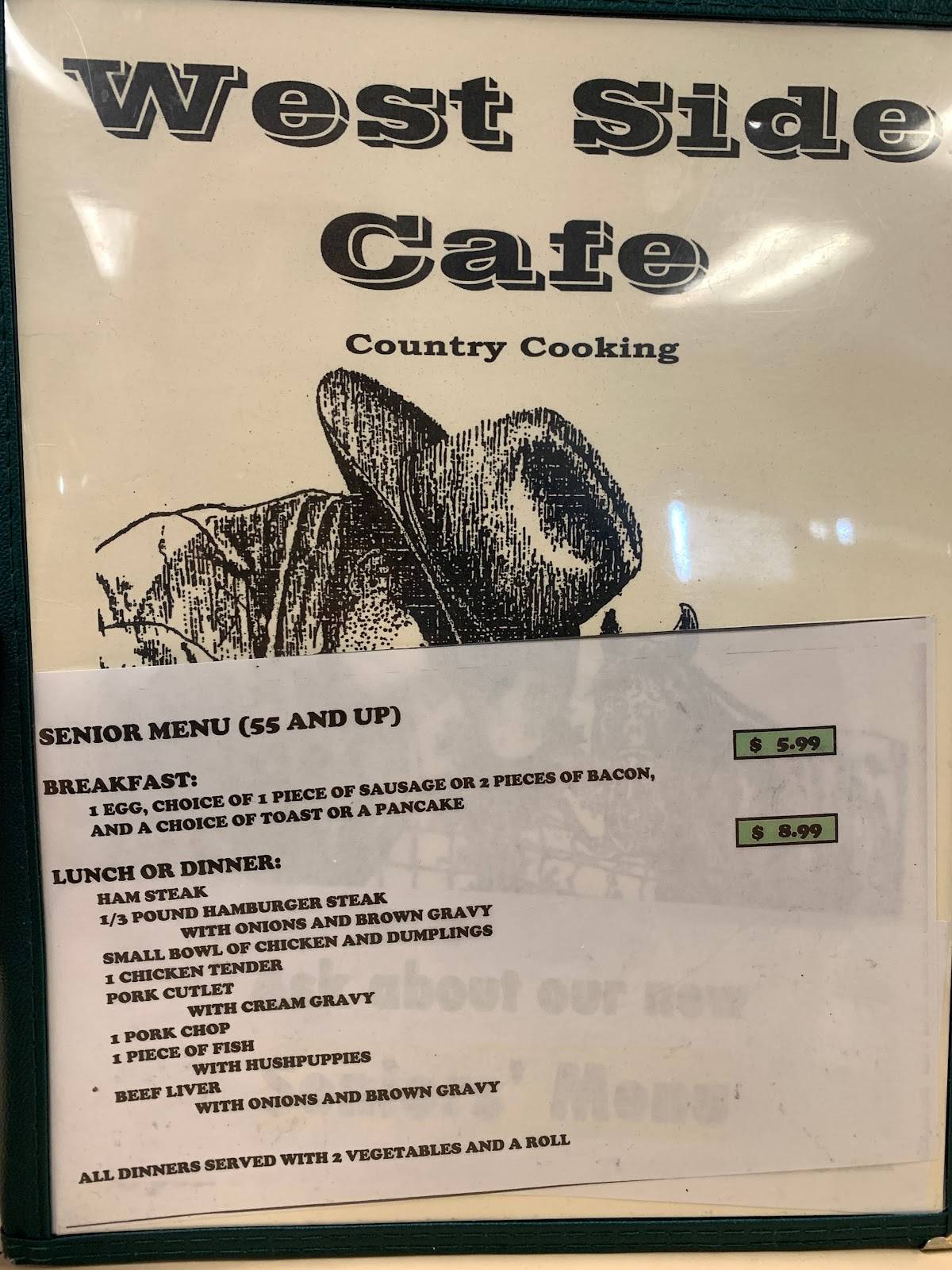 Menu at West Side Cafe, Fort Worth
