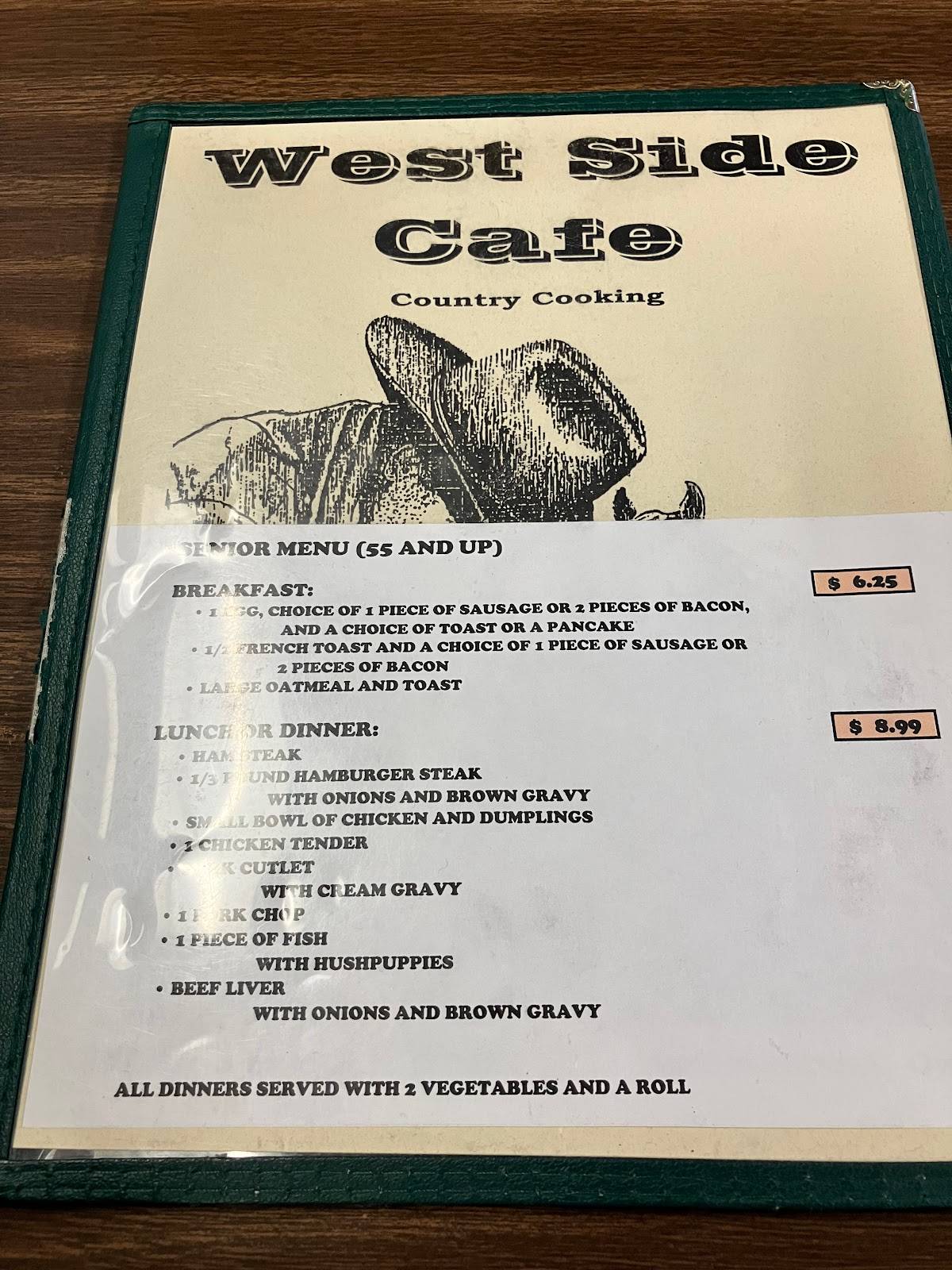 Menu at West Side Cafe, Fort Worth