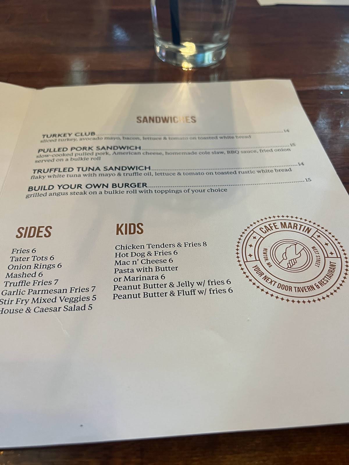 Menu at West Street Tavern & Restaurant, Newton
