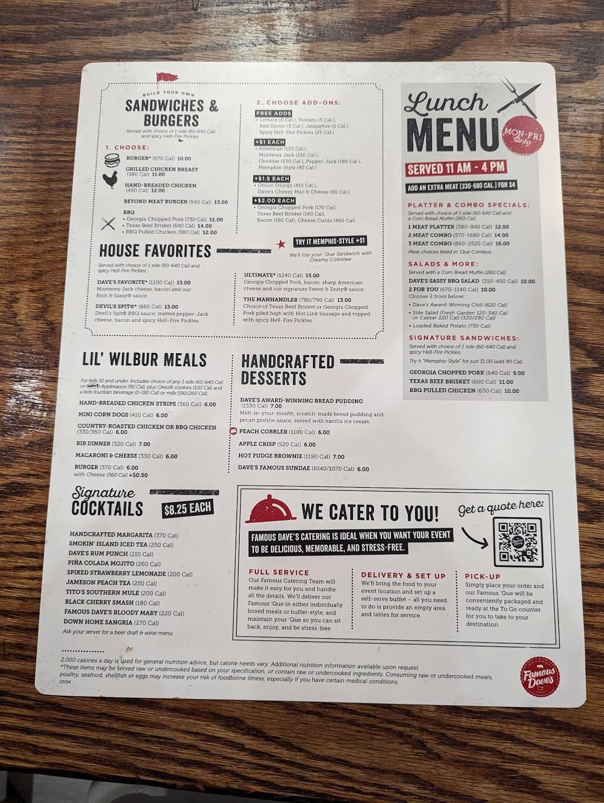 Menu at West Texas Chophouse steakhouse, El Paso