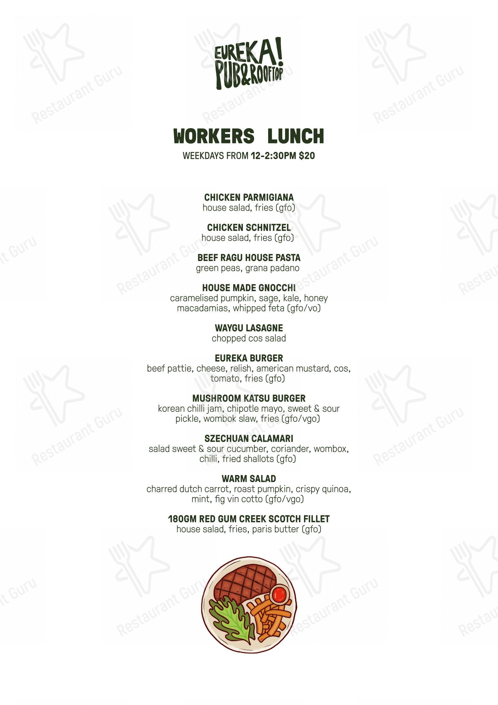 Carta del restaurante Eureka Hotel, Geelong