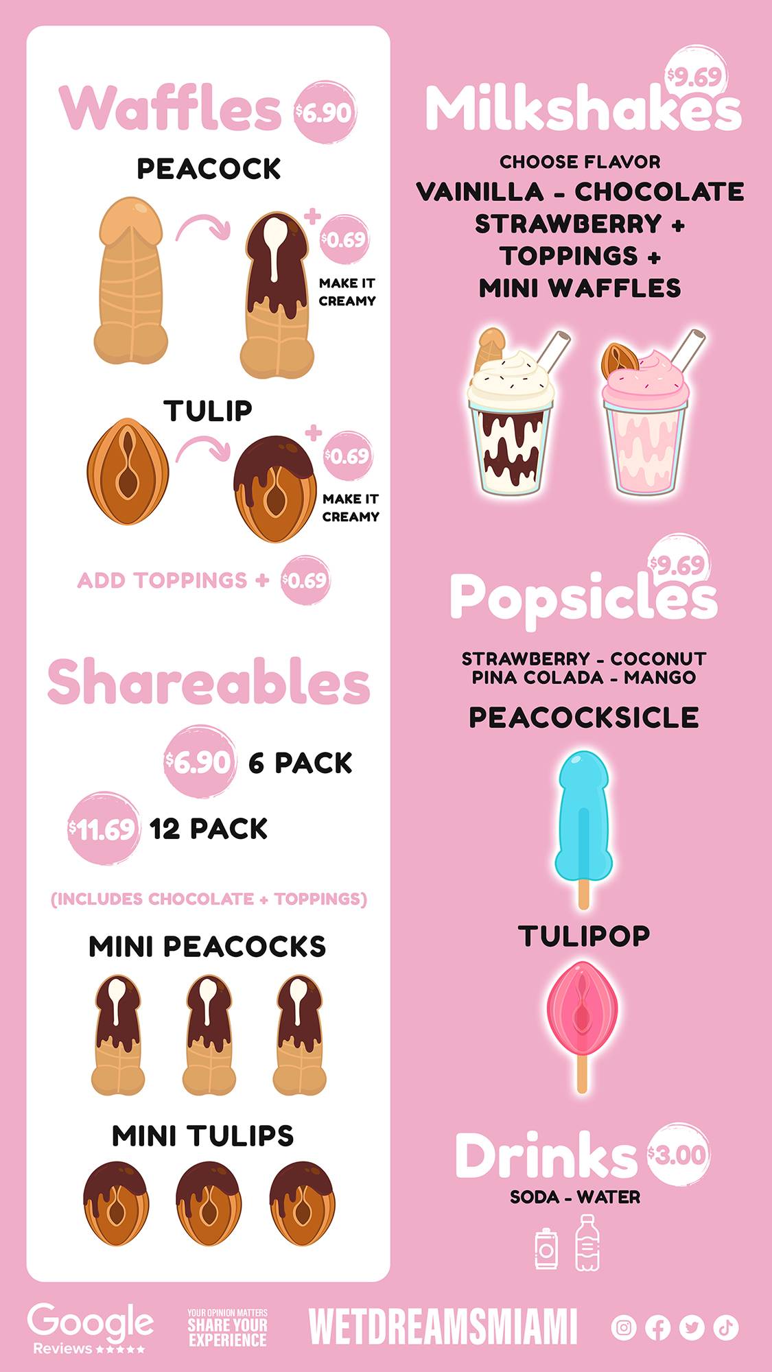 Menu at wet dreams desserts, Miami Beach