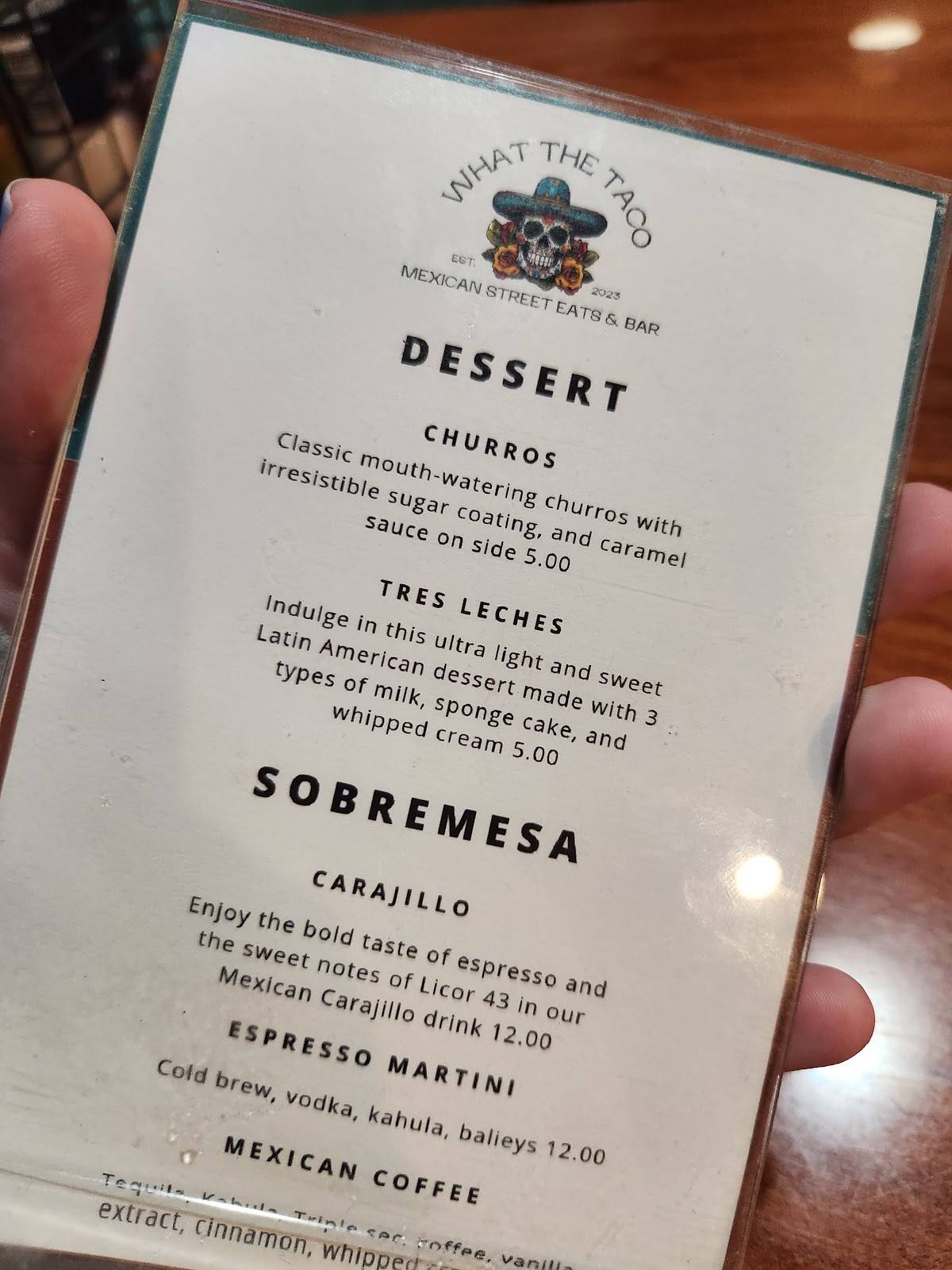 Menu at What The Taco restaurant, Mattapoisett, 20 County Rd