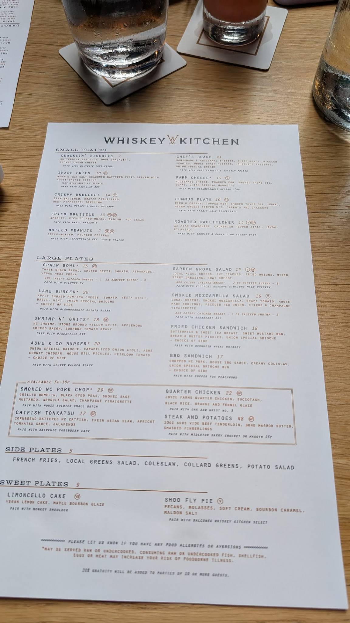 Menu at Whiskey Kitchen pub & bar, Raleigh