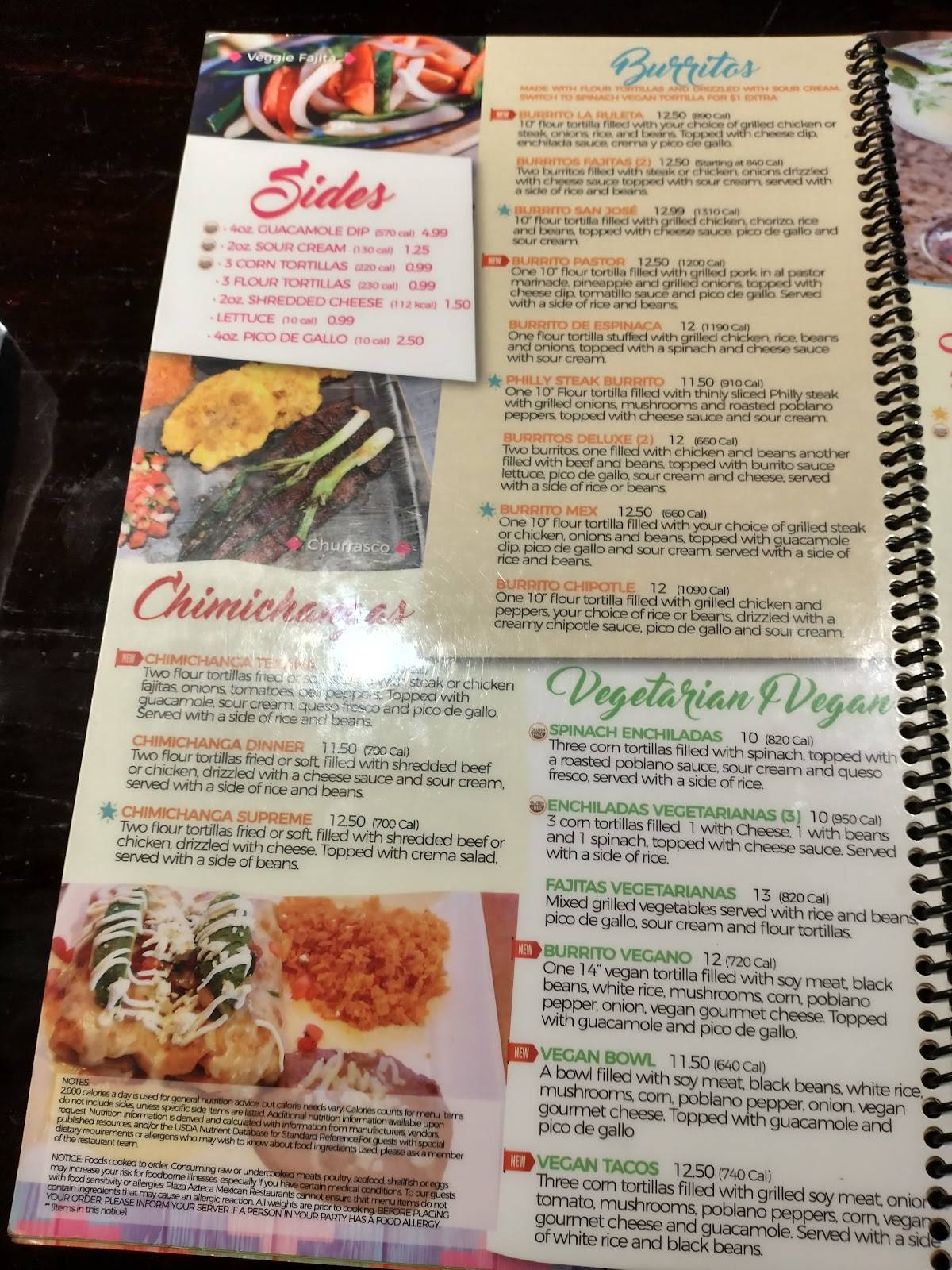 Menu at Plaza Azteca Méxican Restaurant · White Oak, White Oak