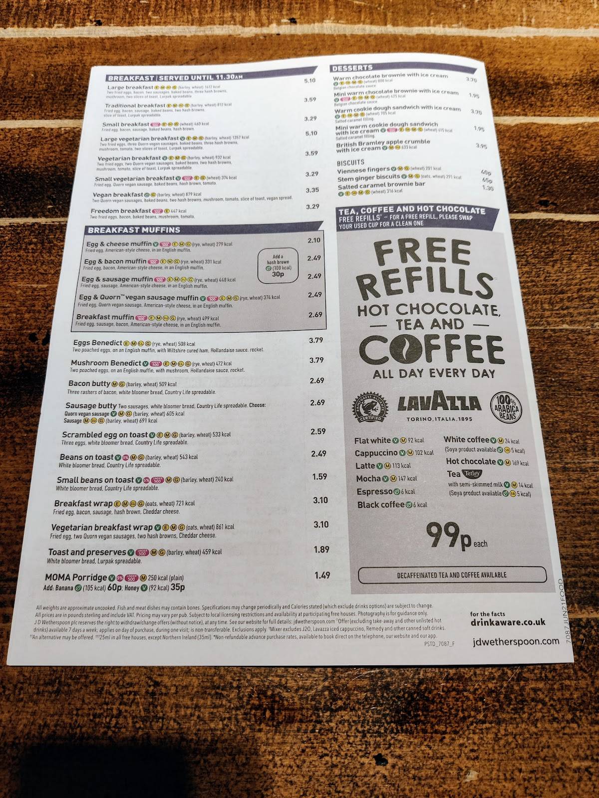 Menu at The Fire Station - JD Wetherspoon pub & bar, Whitley Bay, 18 ...
