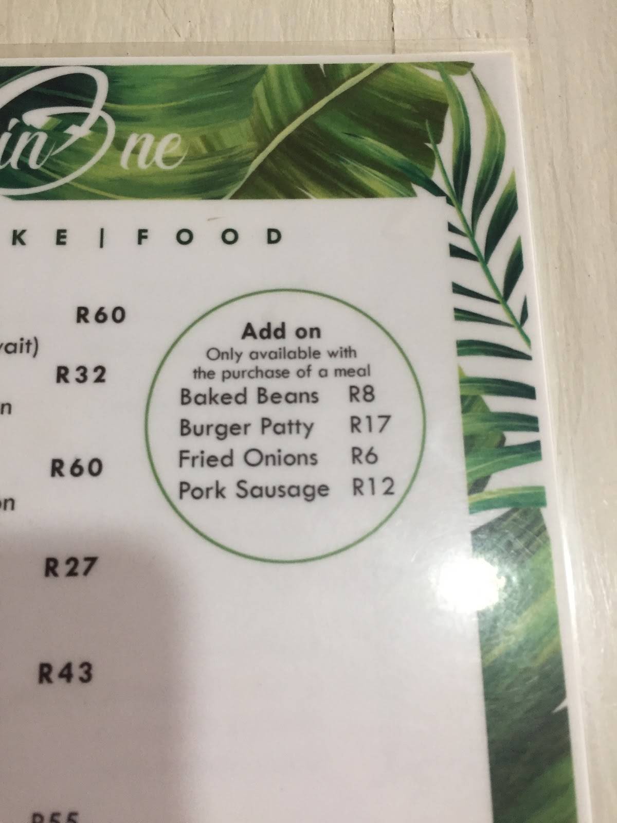 Menu at Whole In One restaurant, Bluff