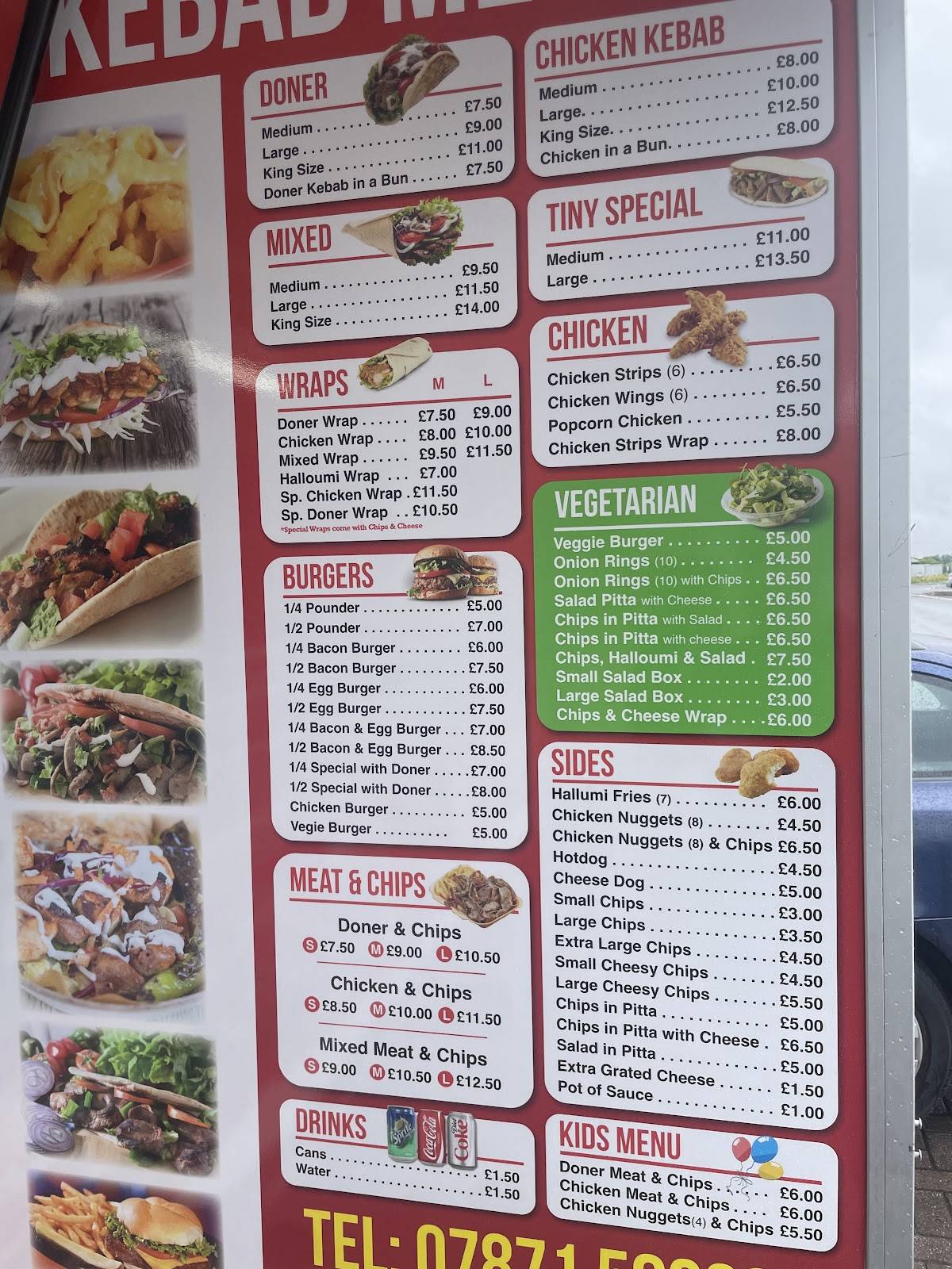Menu at Wickes Kebab & Burger Van restaurant, Swindon