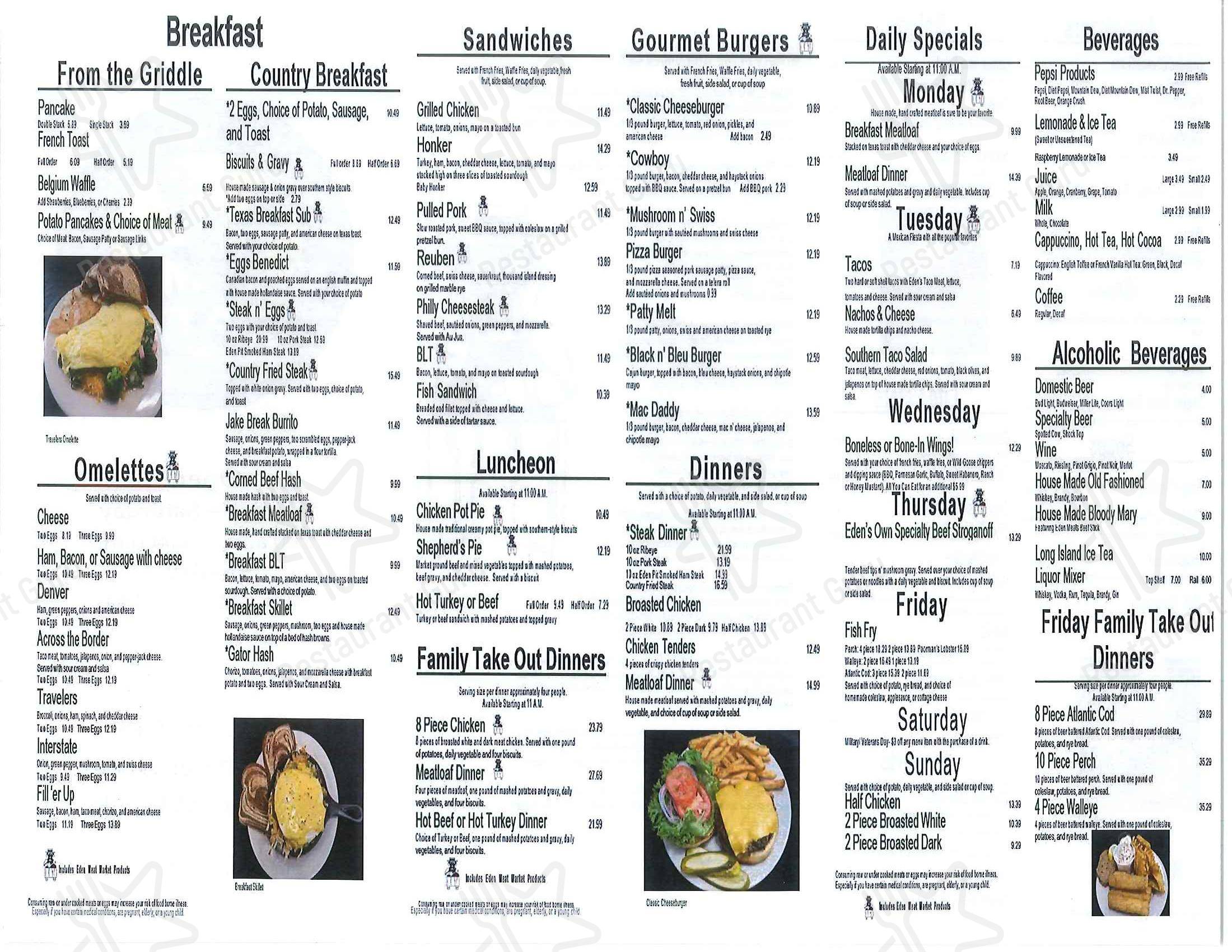 Menu at Wild Goose Cafe, Waupun