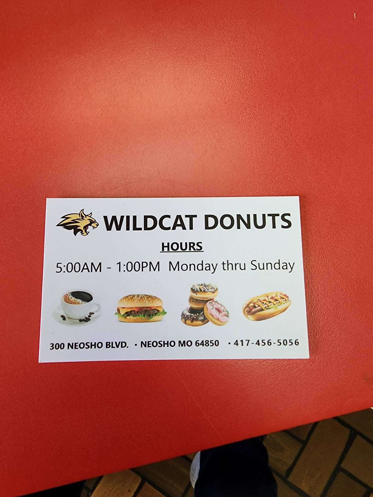 Menu at Wildcat Do-Nuts, Neosho