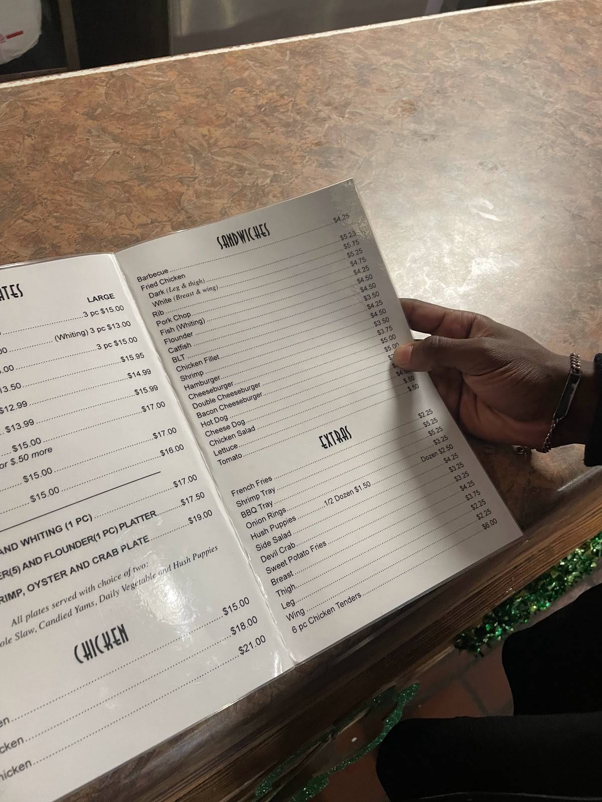 Menu at Williamson's Barbecue Restaurant, Chadbourn, N Brown St