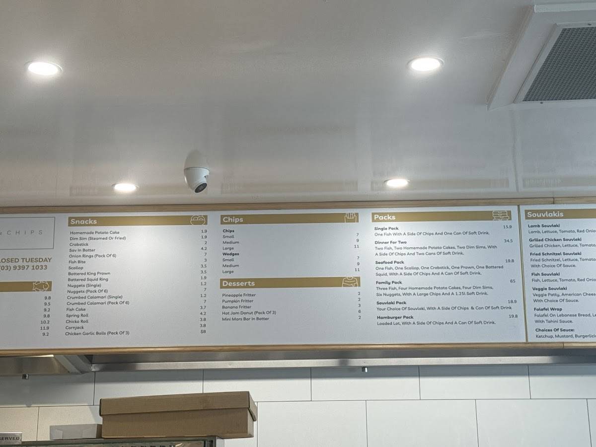Menu at Golden Catch Fish & Chips, Williamstown