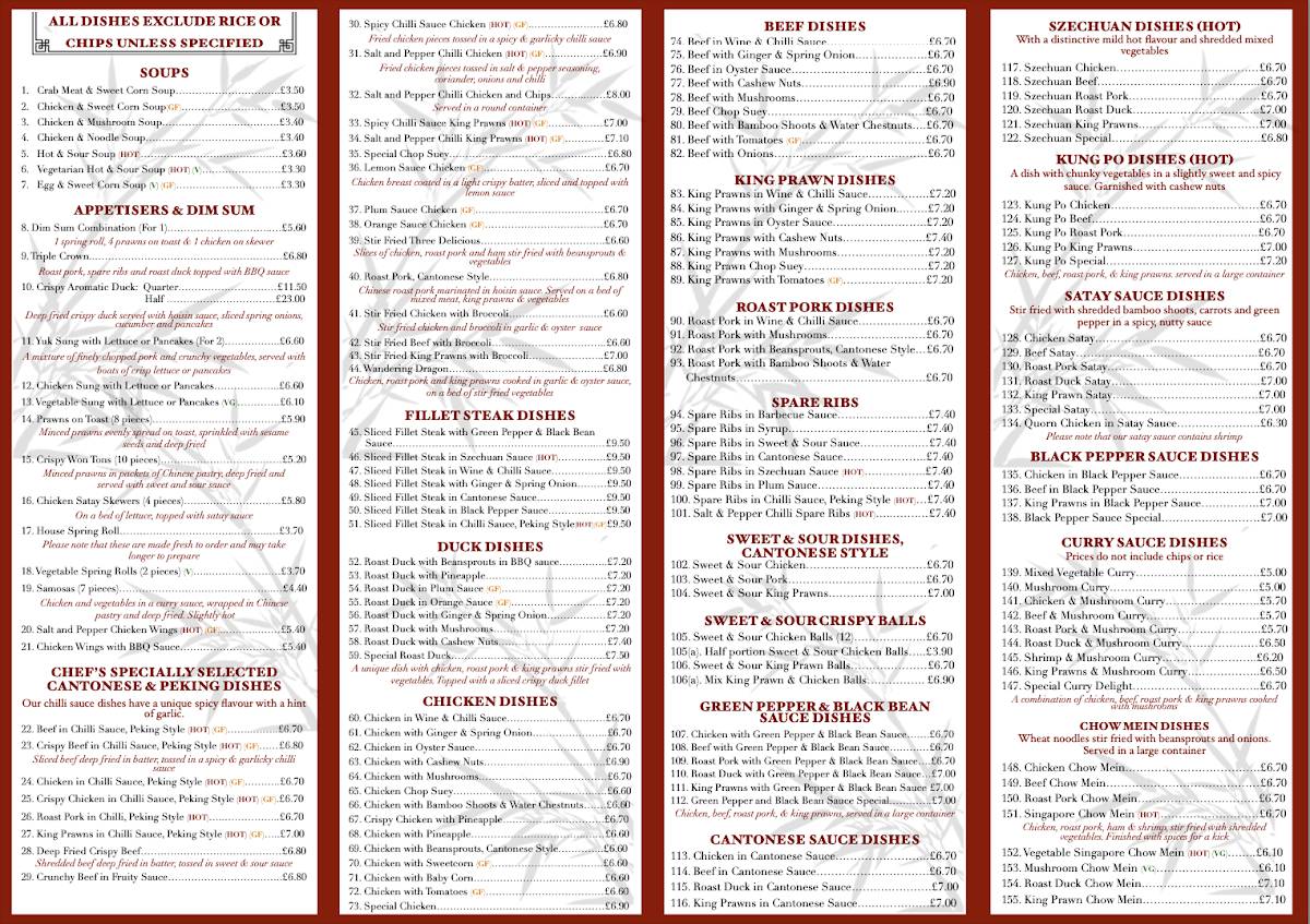 Menu at Sun Hall fast food, Derby