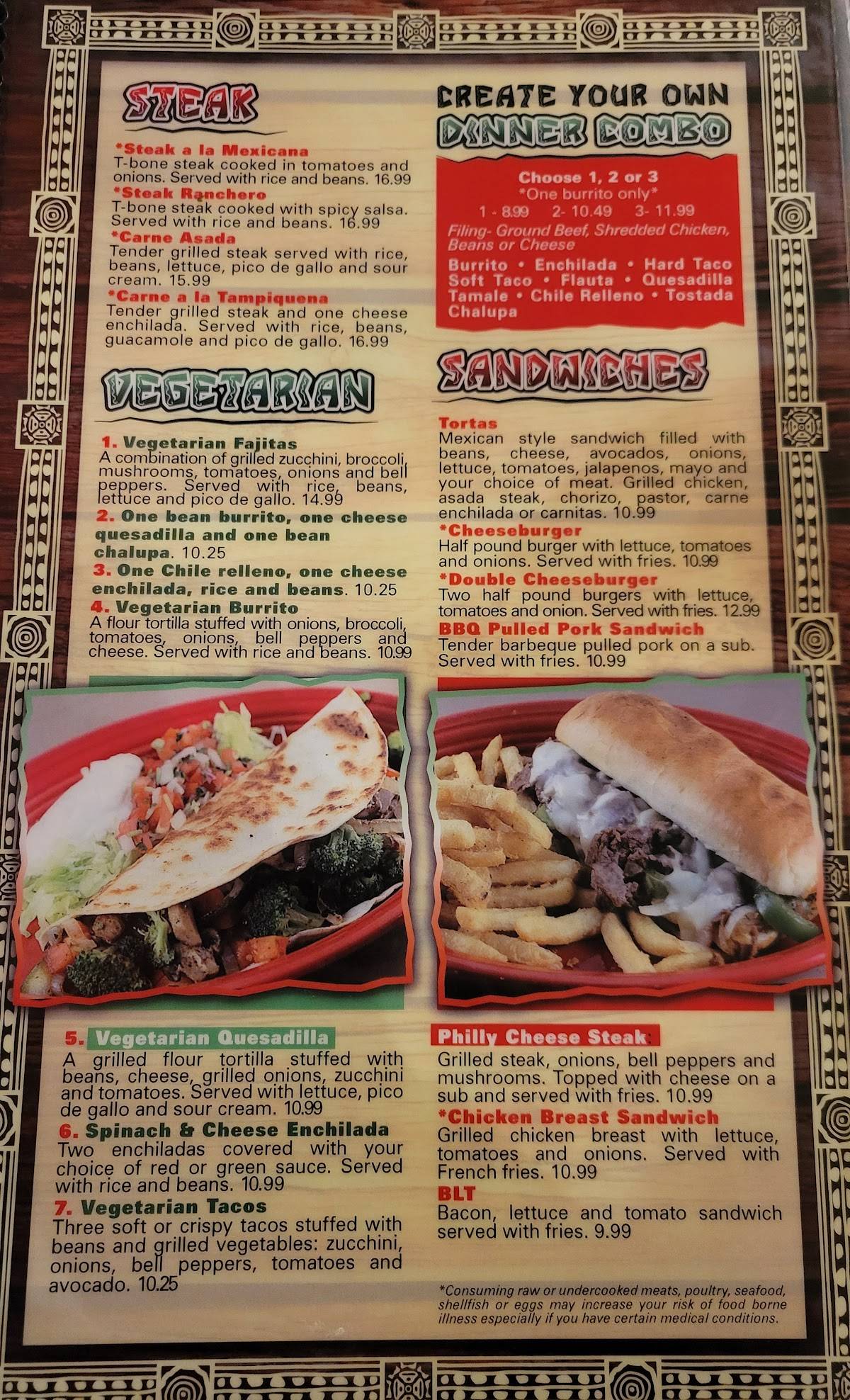Menu at Fiesta Veracruz Mexican Restaurant, Wilmington